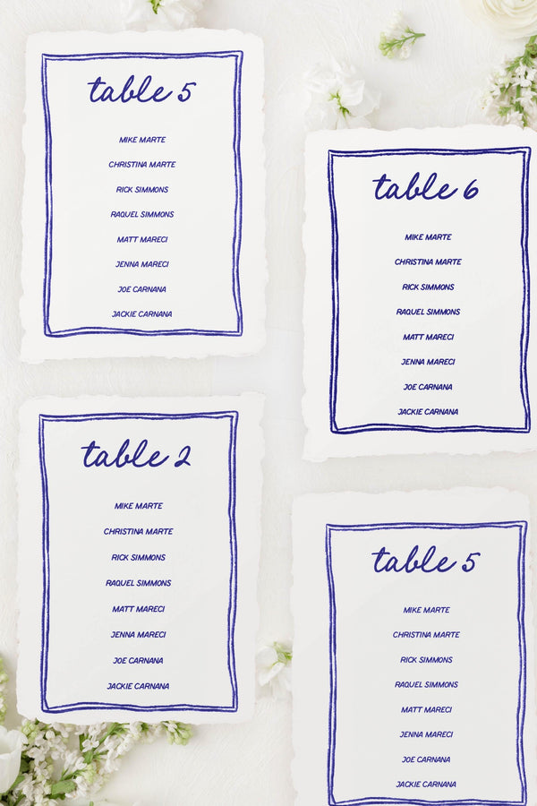 Green Hand-Drawn Doodle Seating Chart Cards | Printed | 1 – Cotton & Bow